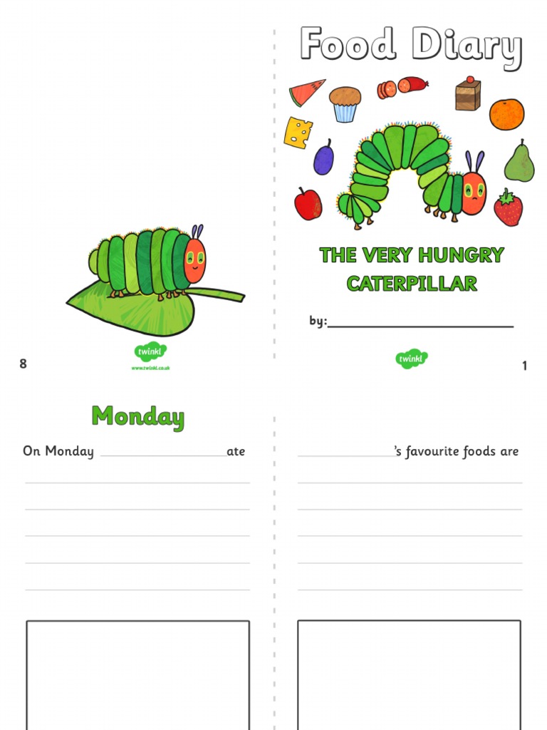 T L 897 The Very Hungry Caterpillar 5 Day Food Diary Writing Frame | PDF