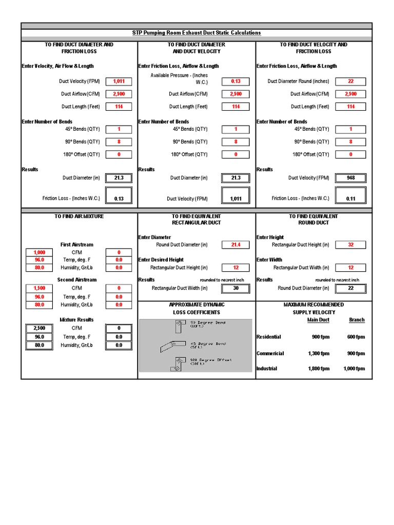 Static Calculations | PDF | Duct (Flow) | Engineering Thermodynamics