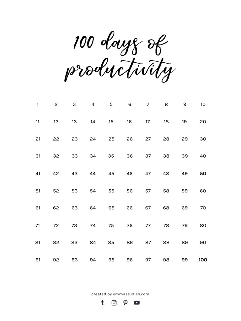 100 Days Printable PDF | PDF