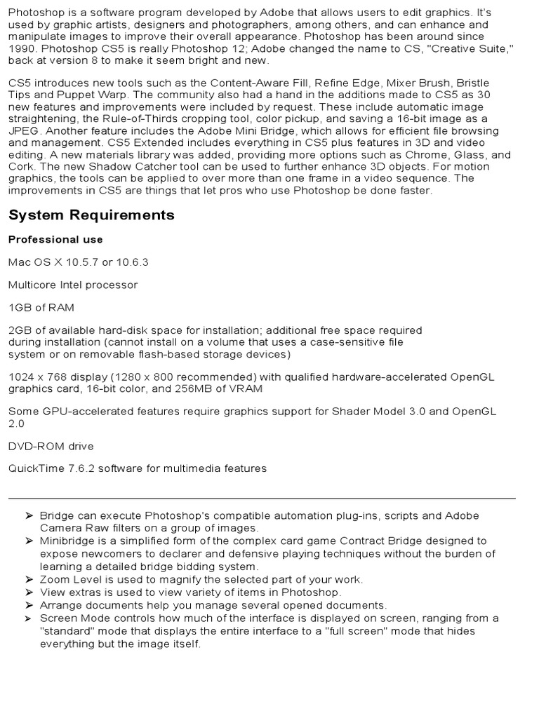 System Requirements: Professional Use | PDF | Adobe Photoshop ...