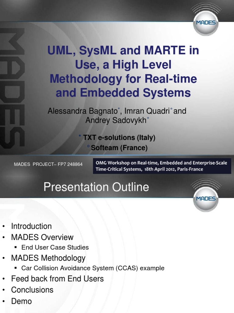 Uml, Sysml and Marte in Use, A High Level Methodology For Real-Time and Embedded Systems | PDF ...