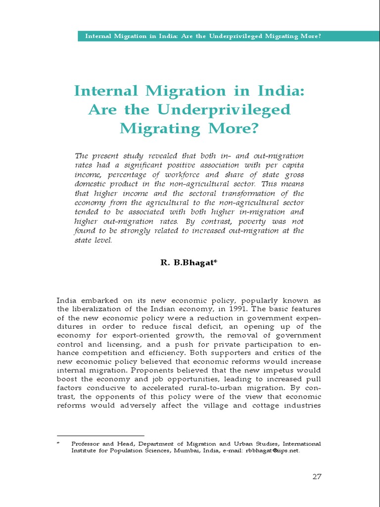 Internal Migration in India: Are The Underprivileged Migrating More ...