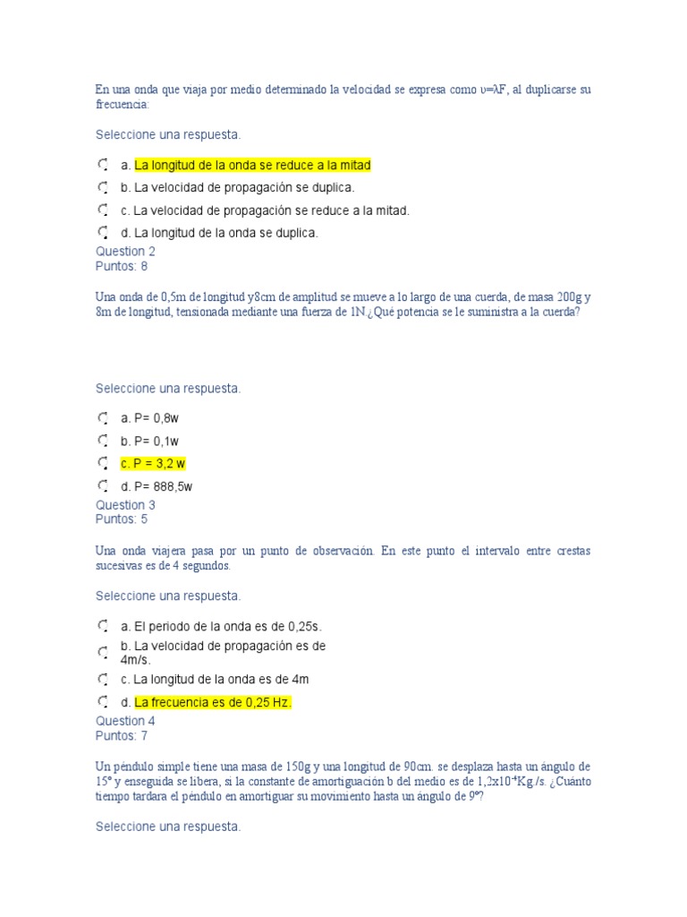 Examen Final Fisica | PDF | Olas | Frecuencia