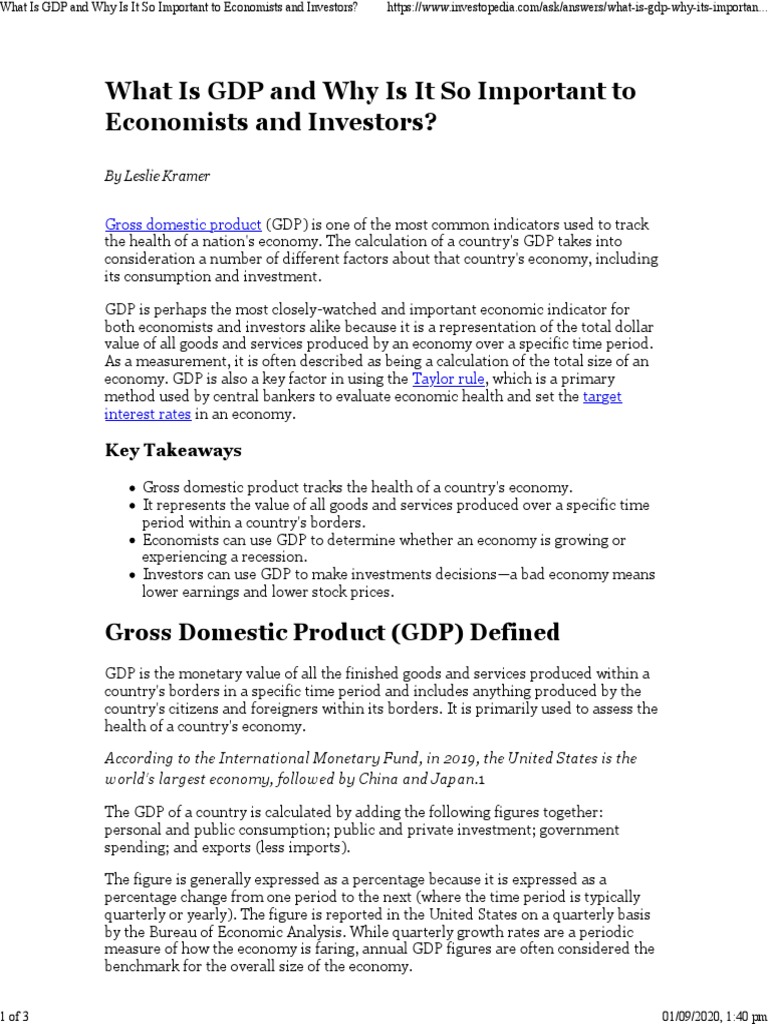 What Is GPD and Why Is It So Important | PDF | Gross Domestic Product ...