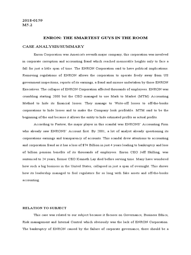 The Collapse of Enron Corporation: A Case Study in Corporate Fraud ...