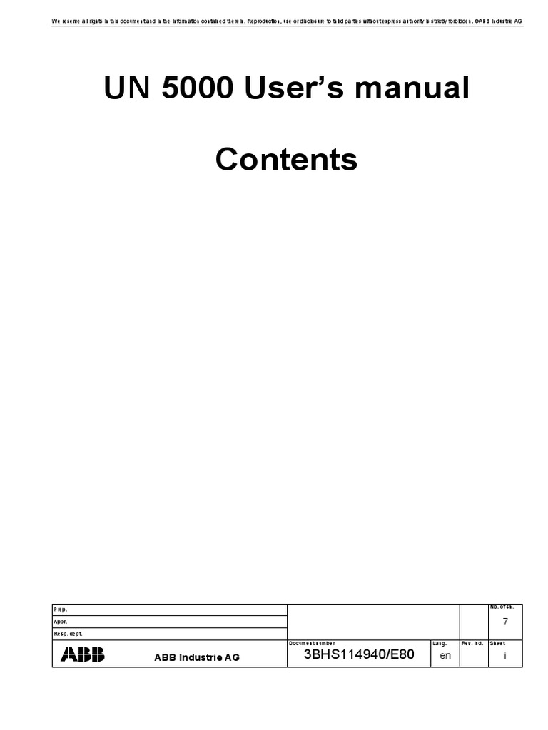 UN 5000 User's Manual: 3BHS114940/E80 | PDF | Power Supply | Computer ...