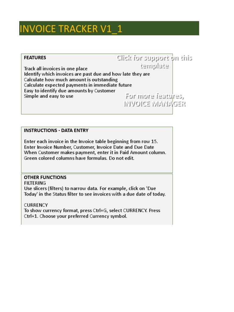 Excel Invoice Tracker Template | PDF | Microsoft Excel | Invoice