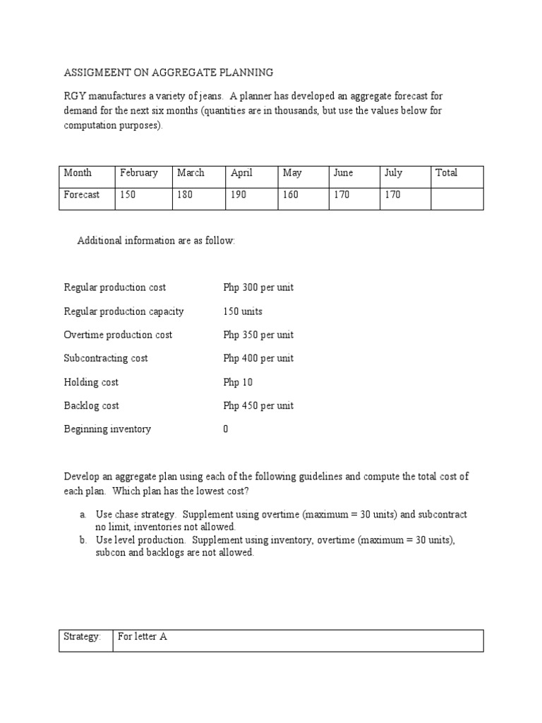 Aggregate Planning | PDF | Inventory | Supply Chain Management