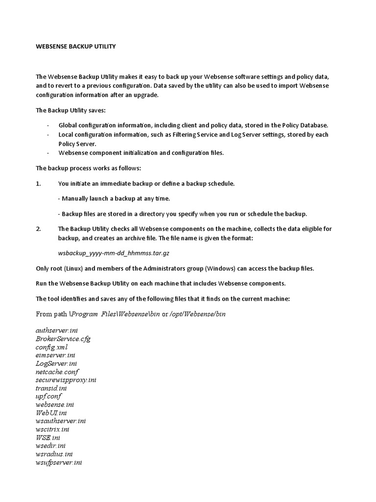 Websense Backup Utility Guide | PDF | Digital Technology | Computer File