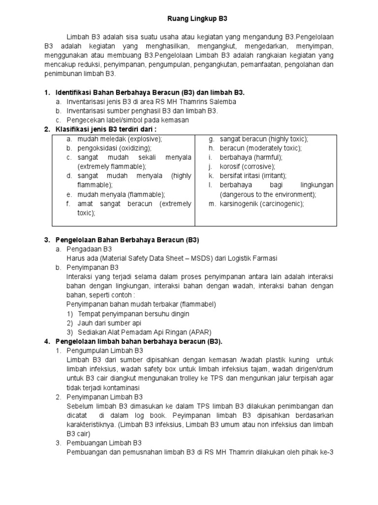 Ruang Lingkup B3 | PDF