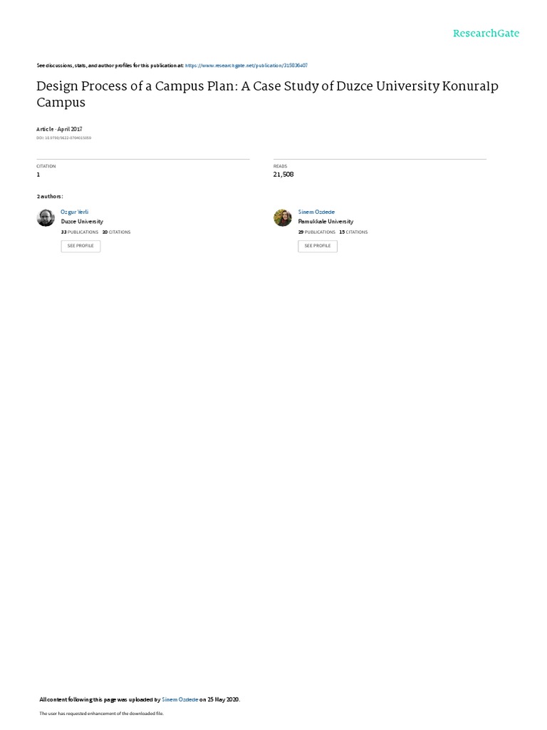 Design Process of A Campus Plan: A Case Study of Duzce University ...