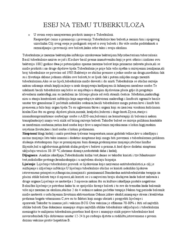Esej Na Temu Tuberkuloza | PDF