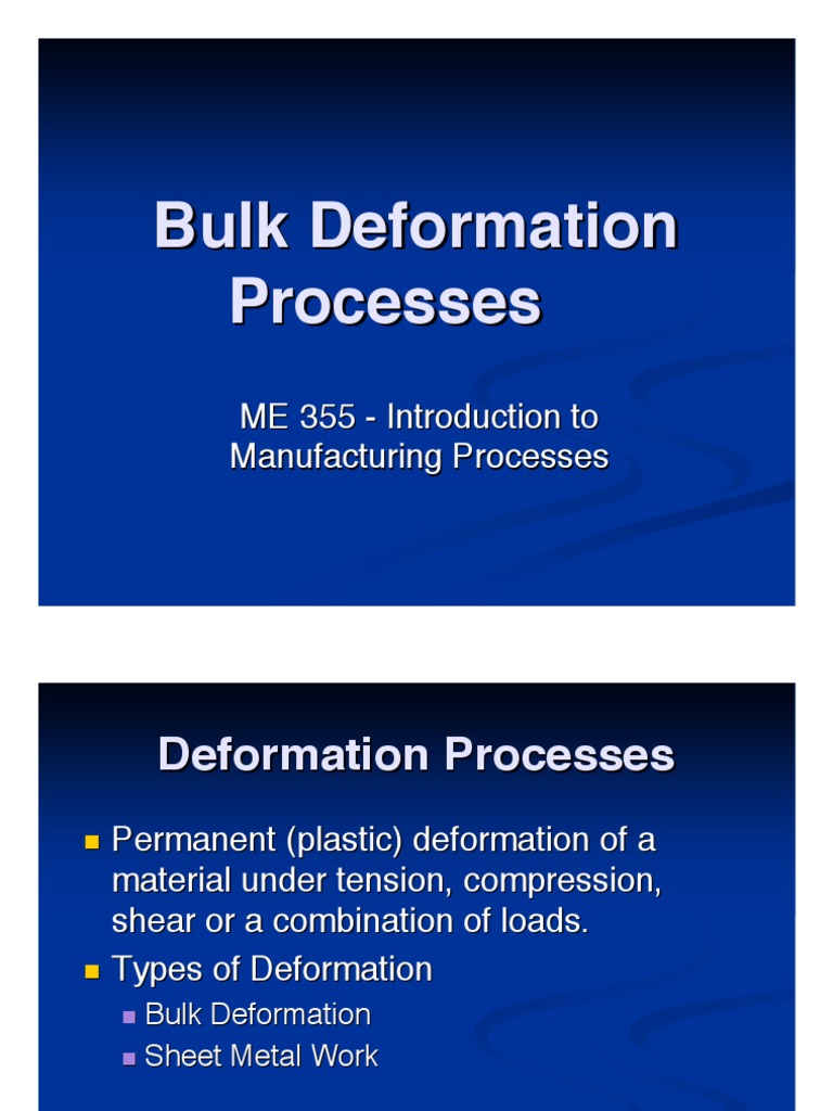 Bulk Deformation Pdf Pdf Forging Rolling Metalworking