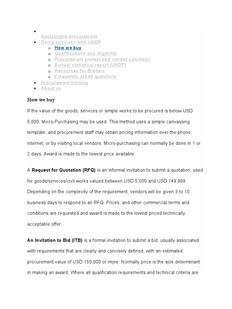 Micro Value Procurement Guidelines | PDF | Request For Proposal | Business