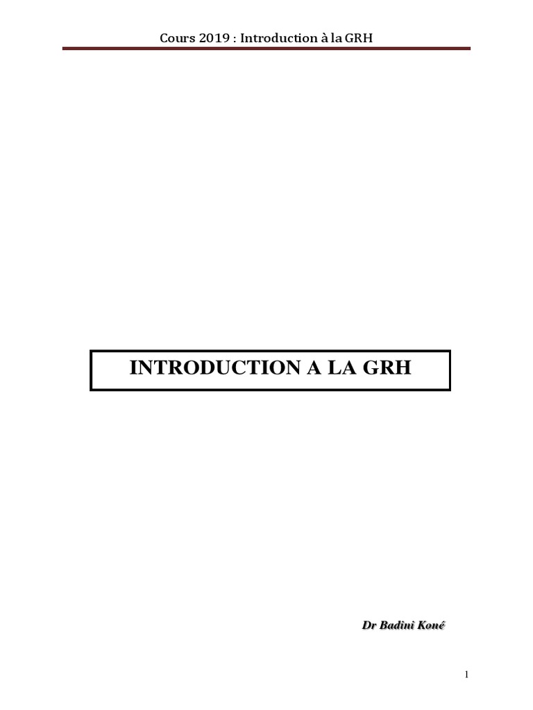 Cours GRH | PDF | Gestion des ressources humaines | Recrutement