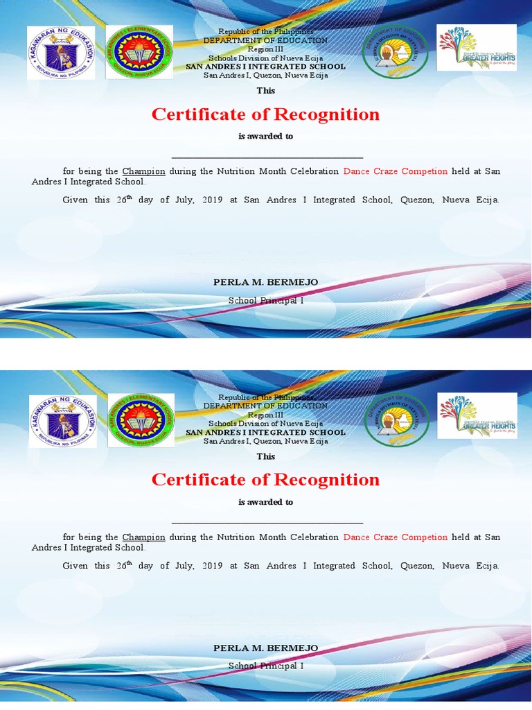Certificate For Nutrition Month | PDF