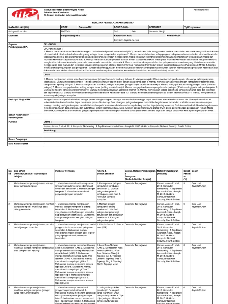 Jaringan Komputer-RPS PDF | PDF