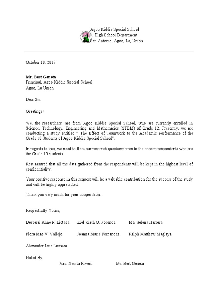 Letter For Questionnaires | PDF | Inquiry | Science