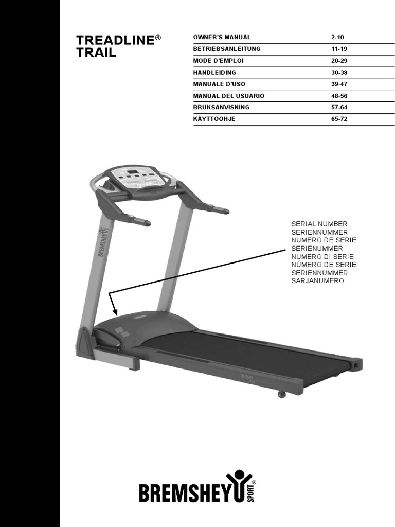 Bremshey Treadline Trail Treadmill | PDF | Treadmill | Ac Power Plugs ...