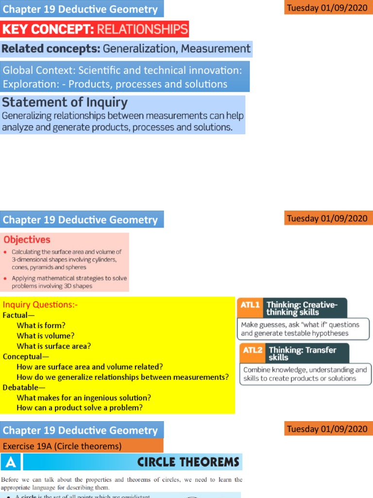 MYP5 Deductive Geometry (Sheet 1) | PDF | Circle | Geometry