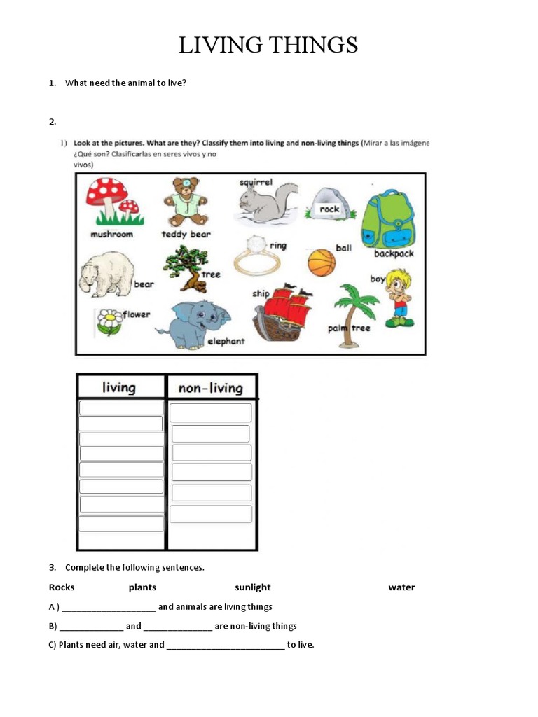 Living Things: 1. What Need The Animal To Live? | PDF | Wellness ...