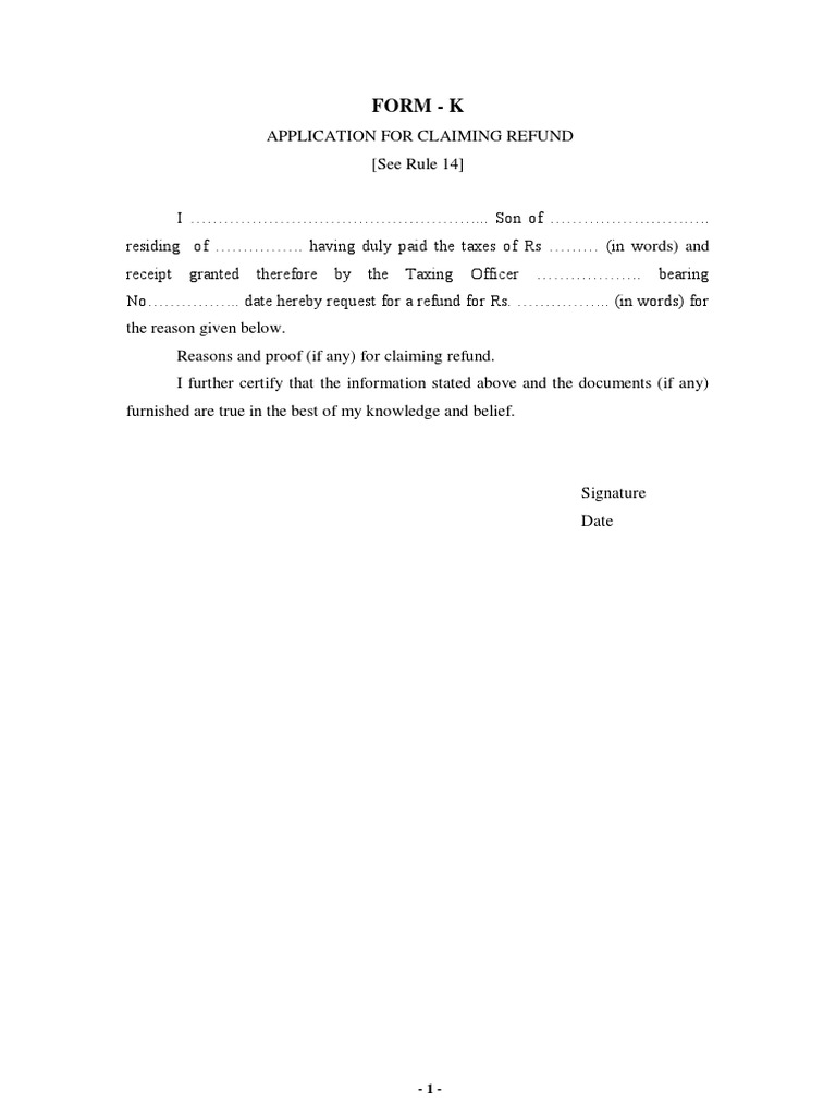 Tax Refund Application Form | PDF | Law