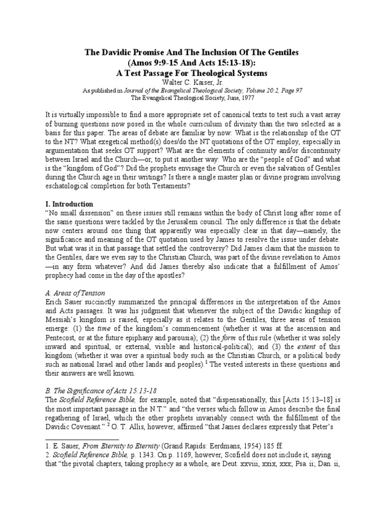 The Davidic Promise and The Inclusion of The Gentiles (Amos 9:9-15 and ...