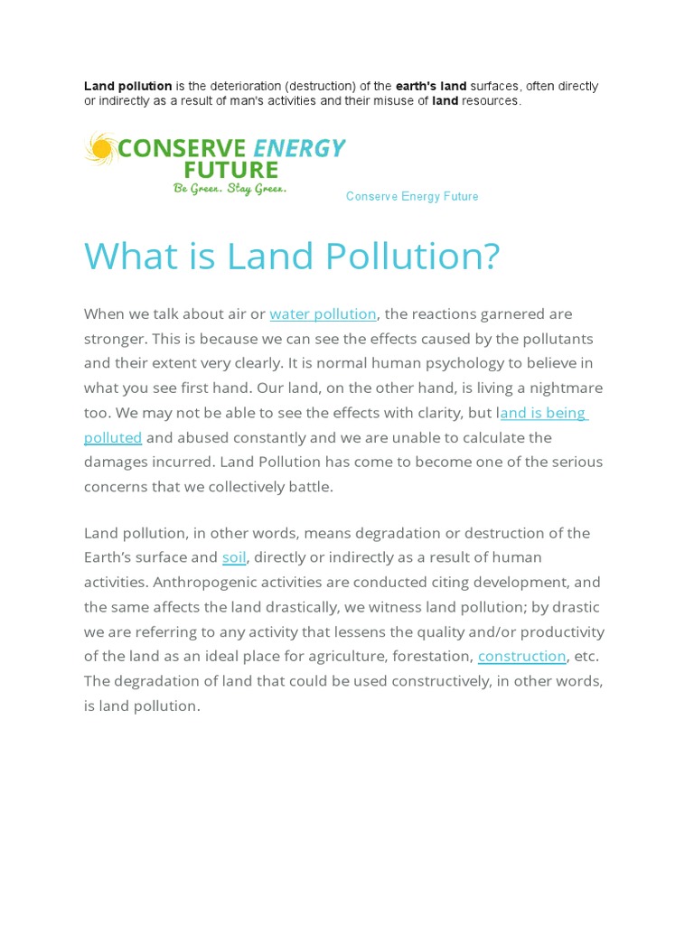 What Is Land Pollution? | PDF | Pollution | Human Impact On The Environment