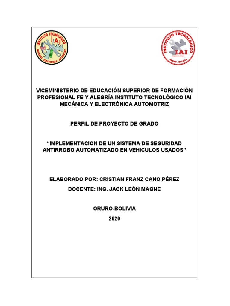 Perfil de Proyecto Oficial | PDF | Biometría | Arduino