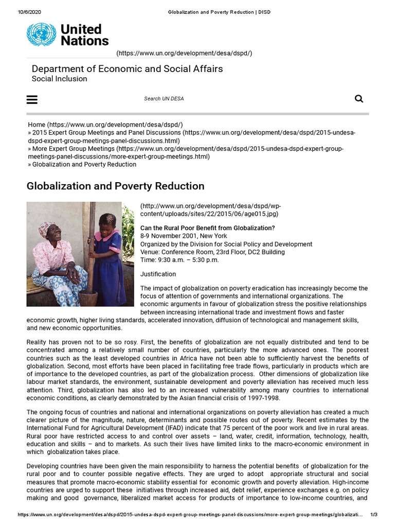Globalization and Poverty Reduction - DISD PDF | PDF | Poverty ...