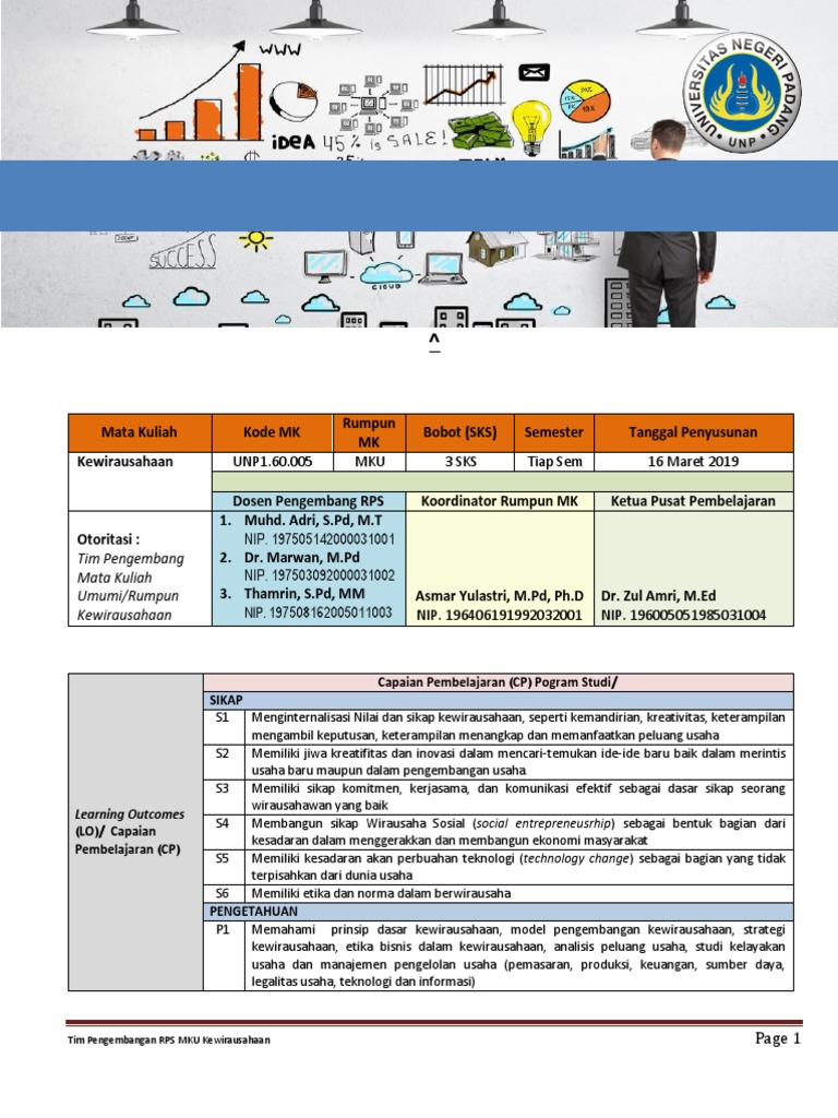 RPS Kewirausahaan | PDF