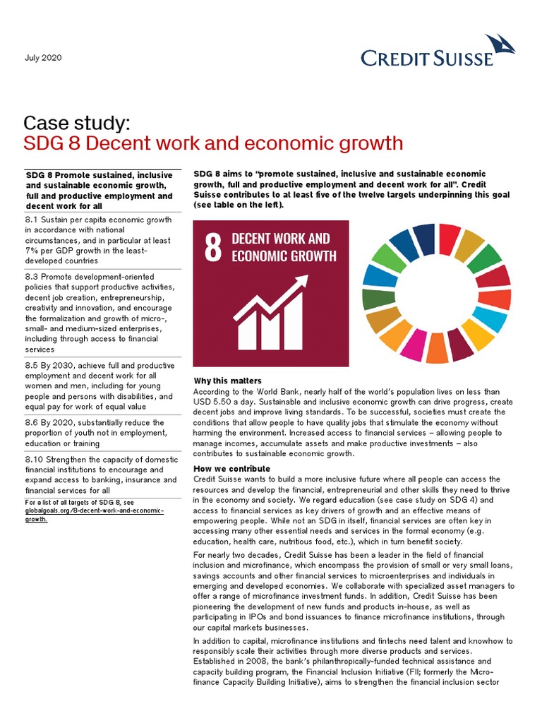SDG 8: Economic Growth and Inclusion | PDF | Microfinance | Economic Growth