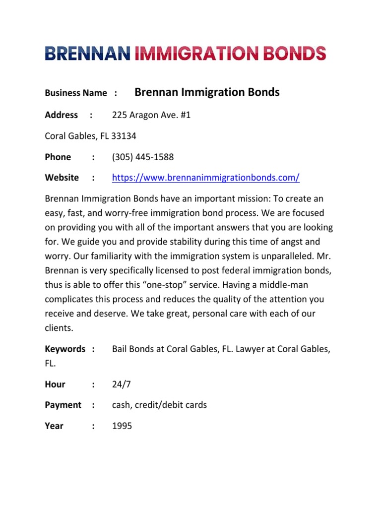24/7 Immigration Bond Services | PDF