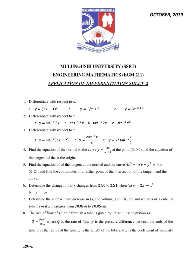EGM 211 Tutorial Sheet 2 PDF | PDF | Curvature | Equations