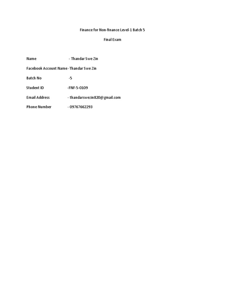 FNF Final Exam | Download Free PDF | Income Statement | Net Income