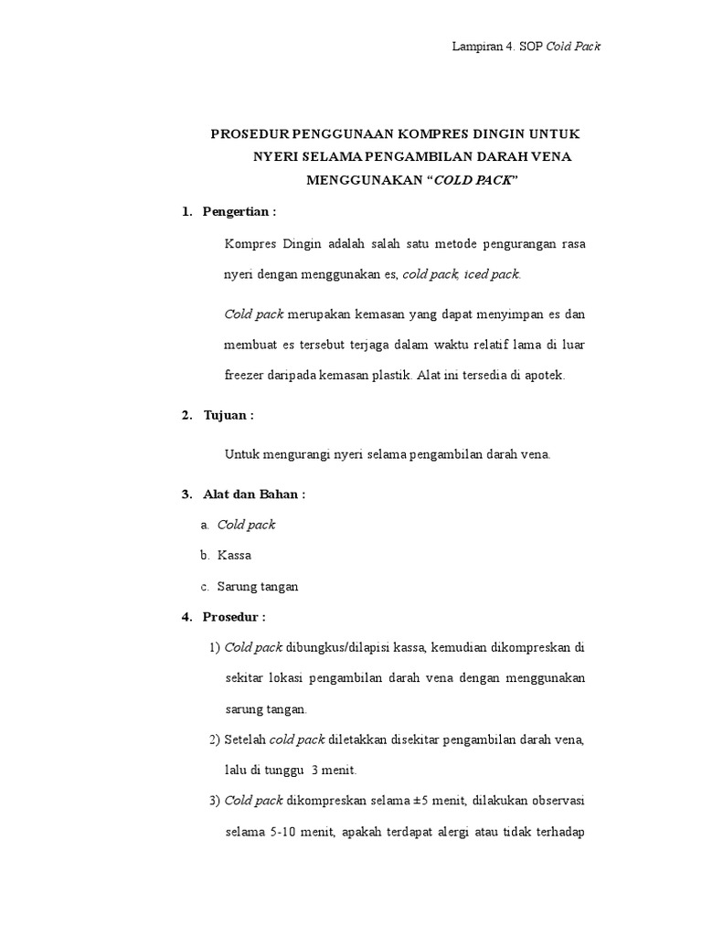 Sop Cold Pack | PDF