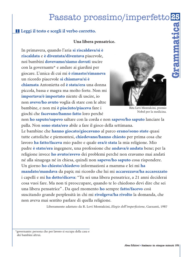 Alma Passato Prossimo Vs Imperfetto Esercizi | PDF