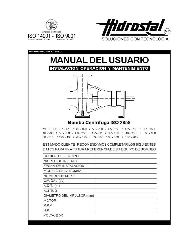 11.bomba - Centrifuga - Iso - 2858.pdf SELLO MECÁNICO Y AMPAQUETADURA | PDF | Bomba | Hormigón