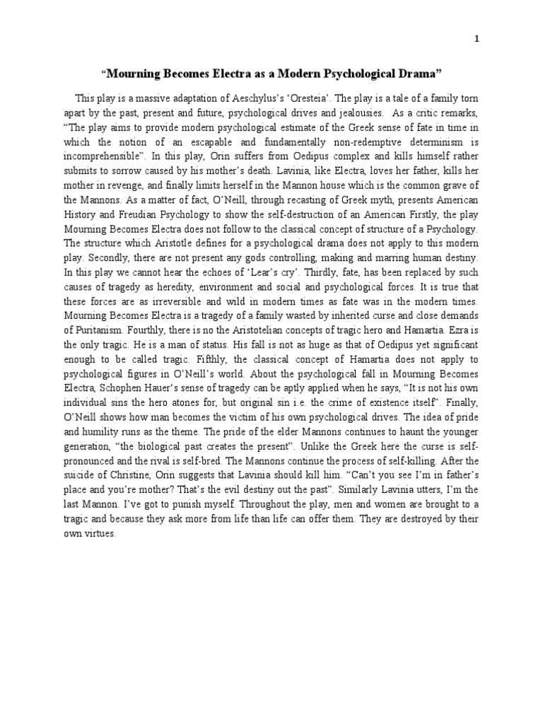 Mourning Becomes Electra As A Modern Psychological Drama | PDF | Psychology