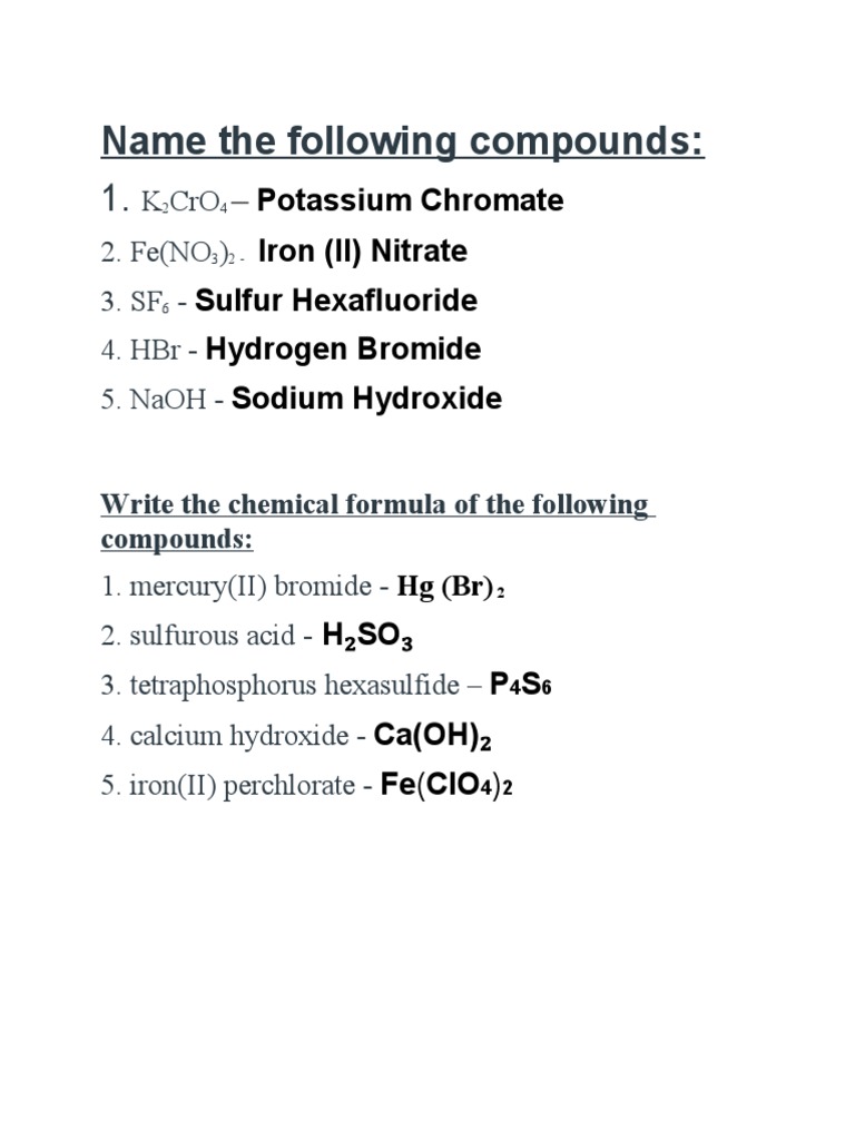 Name The Following Compounds | PDF