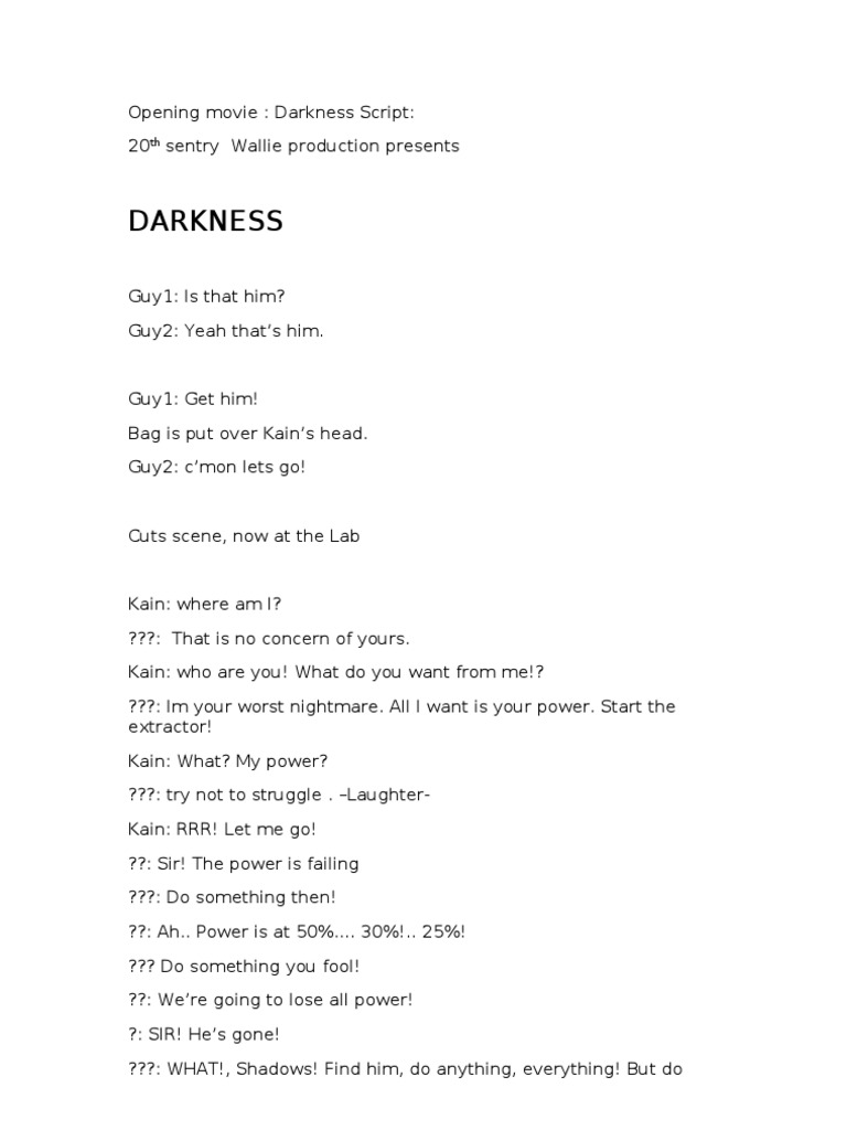 Darkness Movie Script | PDF