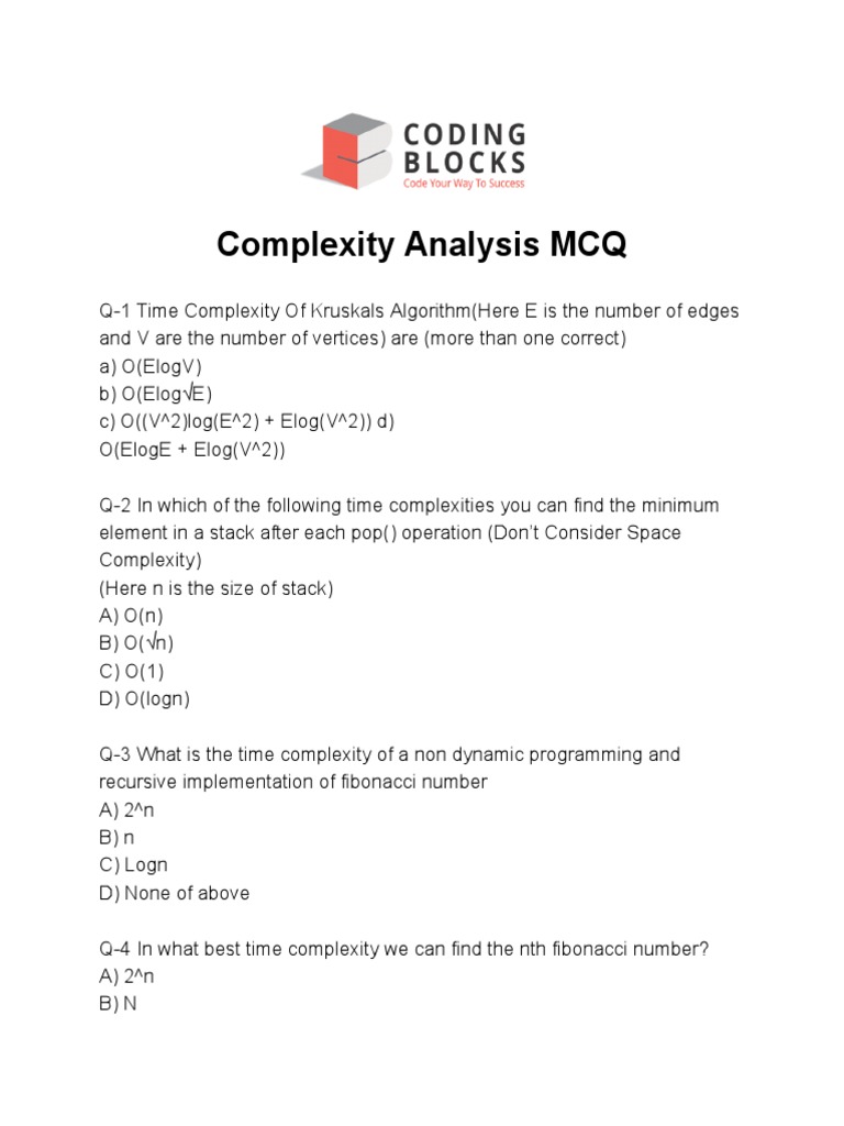 Understanding Algorithm Complexity An Mcq Assessment On Time And Space Analyses Of Common