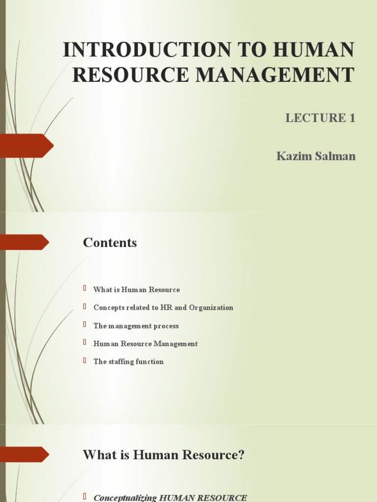 Introduction To Human Resource Management: Kazim Salman | PDF | Human ...