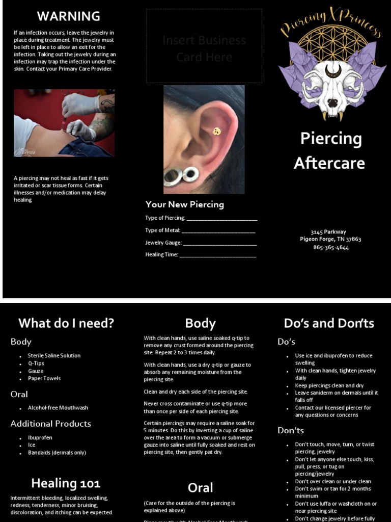 Piercing Aftercare | PDF | Health Sciences | Diseases And Disorders