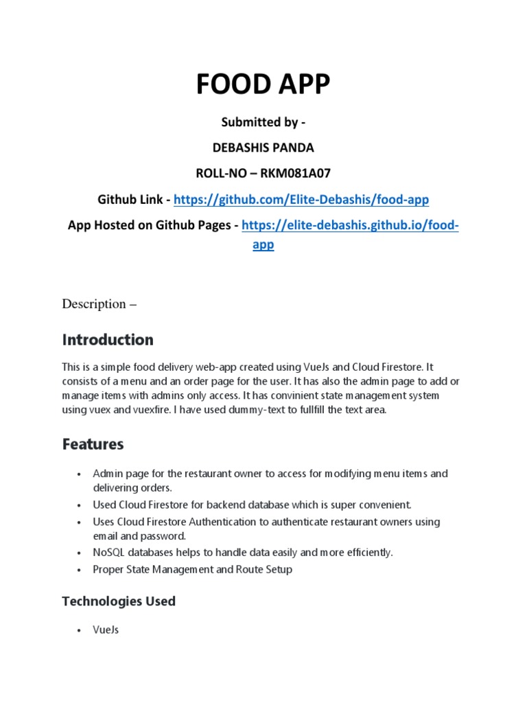 Food App: Submitted by - Debashis Panda ROLL-NO - RKM081A07 Github Link - App Hosted On Github ...