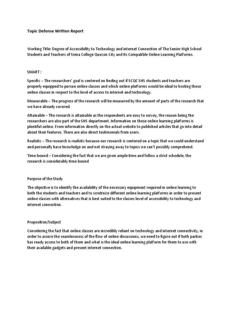 Topic Defense Written Report | PDF | Educational Technology | Accessibility