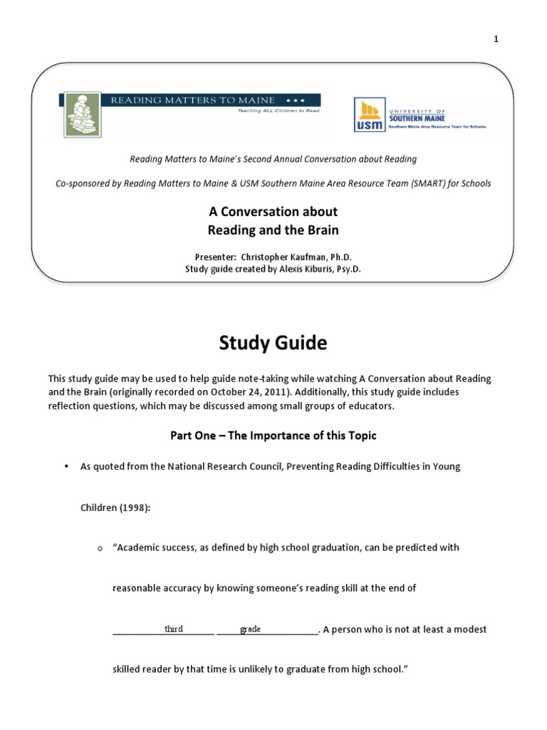 Understanding Reading and the Brain | PDF | Dyslexia | Reading ...