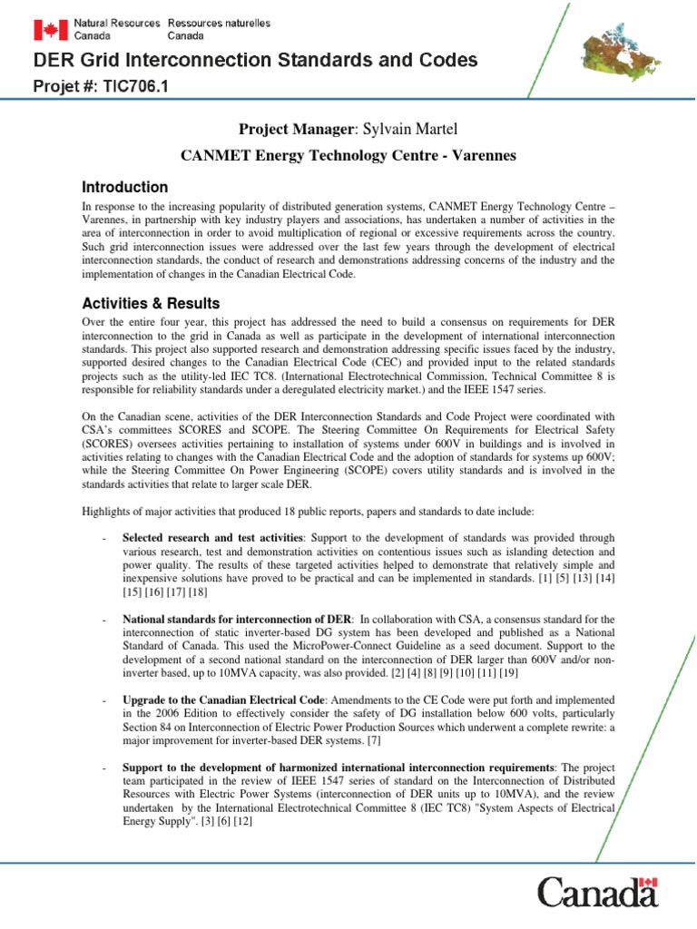 CANMET Energy Project Advances Distributed Generation Standards | PDF ...