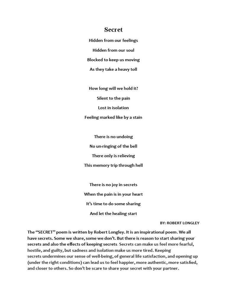 Secret POEM BY ROBERT LONGLEY | PDF