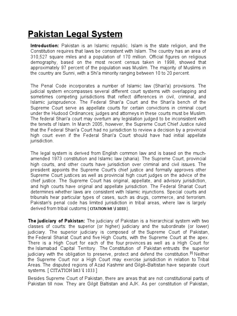Pakistan Legal System: Introduction: Pakistan Is An Islamic Republic ...